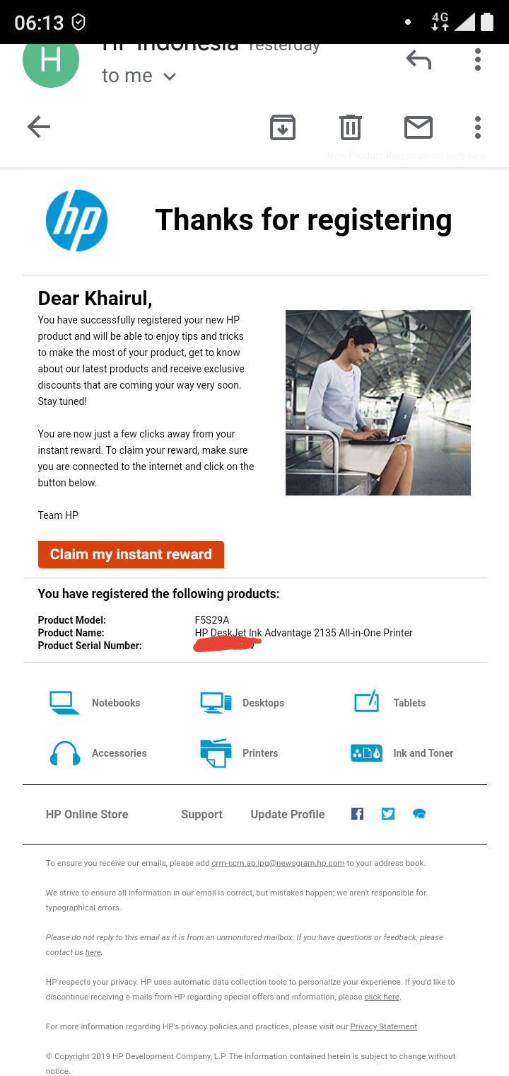 HP Rewards Upon Register a Product - HP Support Community - 7321814