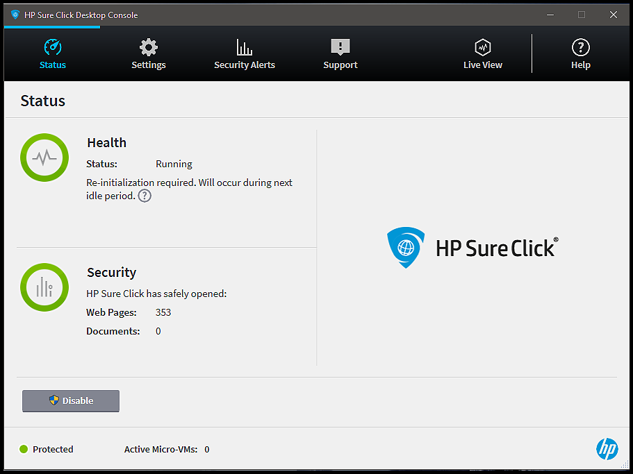 Solved: HP Sure click not executed and need update after windows 190 ...