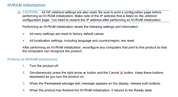 Solved: HP CP1525NW NVRAM Reset - HP Support Community - 7373064