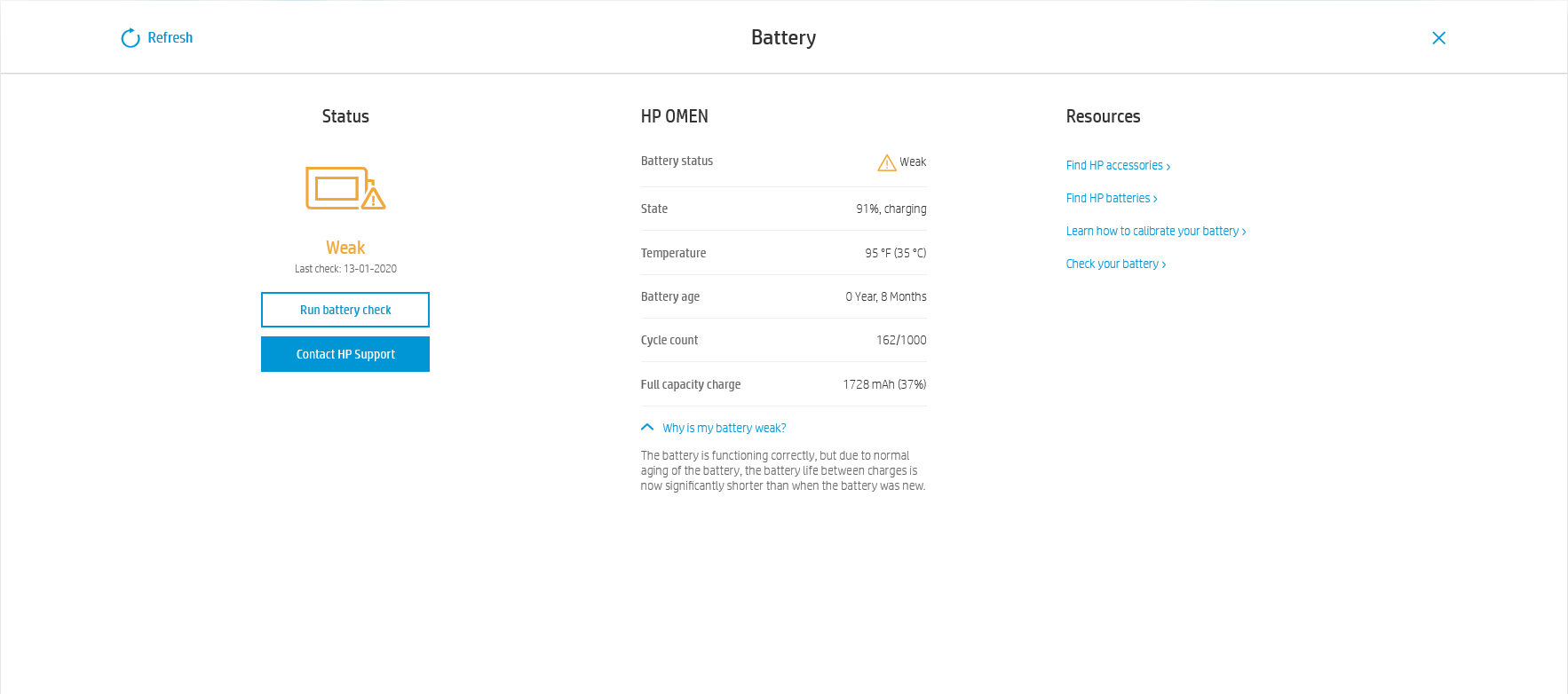 Battery showing weak on hp support assistant.. - HP Support Community ...