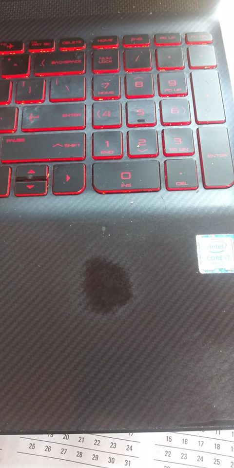 Melted spot on laptop next to touch pad. - HP Support Community - 7381435