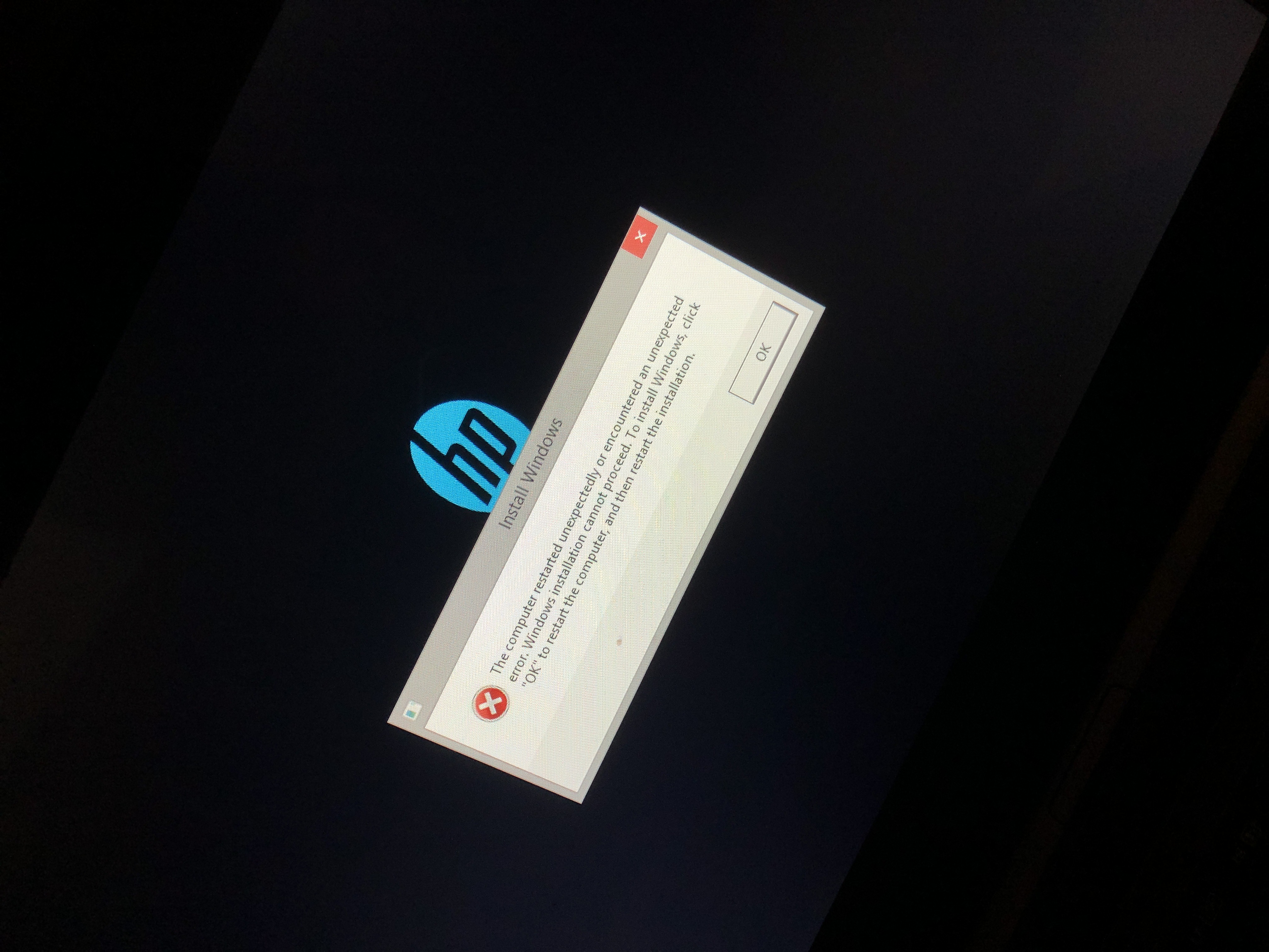 Can’t get pass error message on HP logo loading screen - HP Support ...
