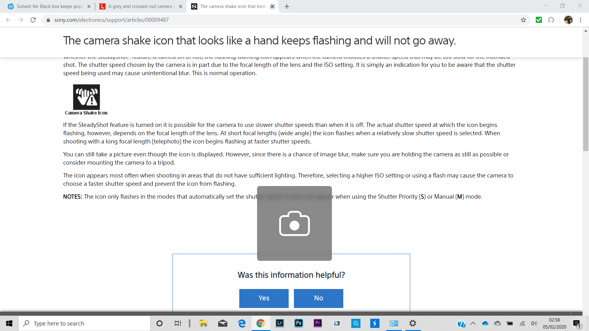 Unwanted camera icon popping up - HP Support Community - 7462029
