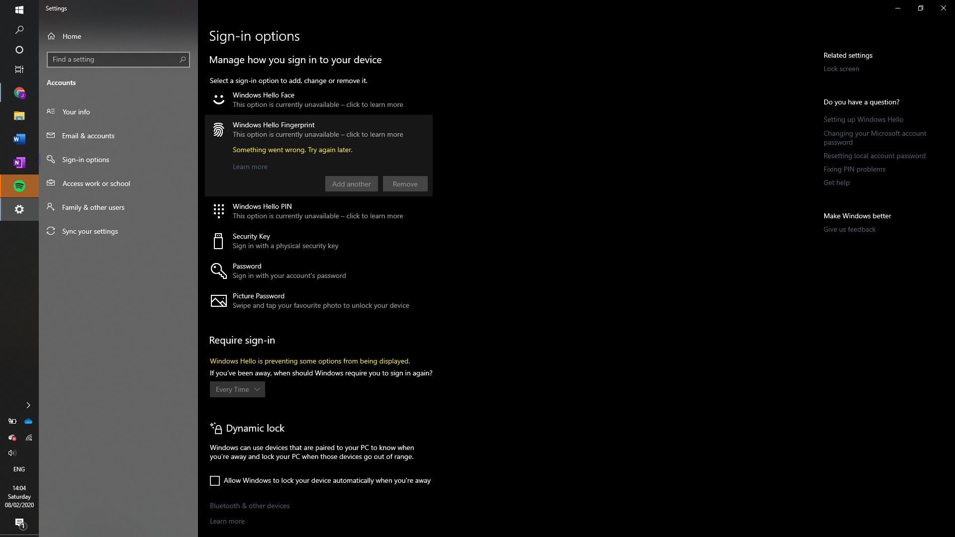 Solved: Windows Hello unavailable - HP Support Community - 7462474