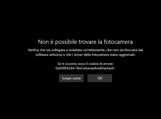 We can't find your camera | Error Code: 0xA00F4244 - HP Support ...