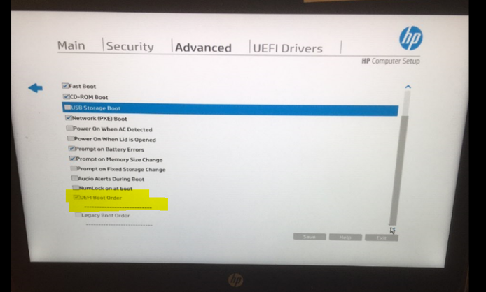 Uefi Bootorder dosent show up correctly in Bios when set wit... - HP ...