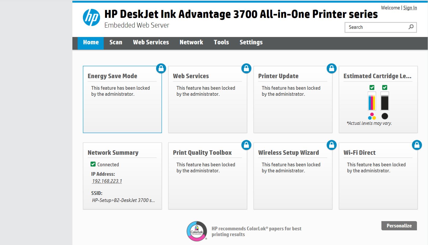 HP DeskJet Ink Advantage 3700 All-in-One Printer series Embe... - HP ...