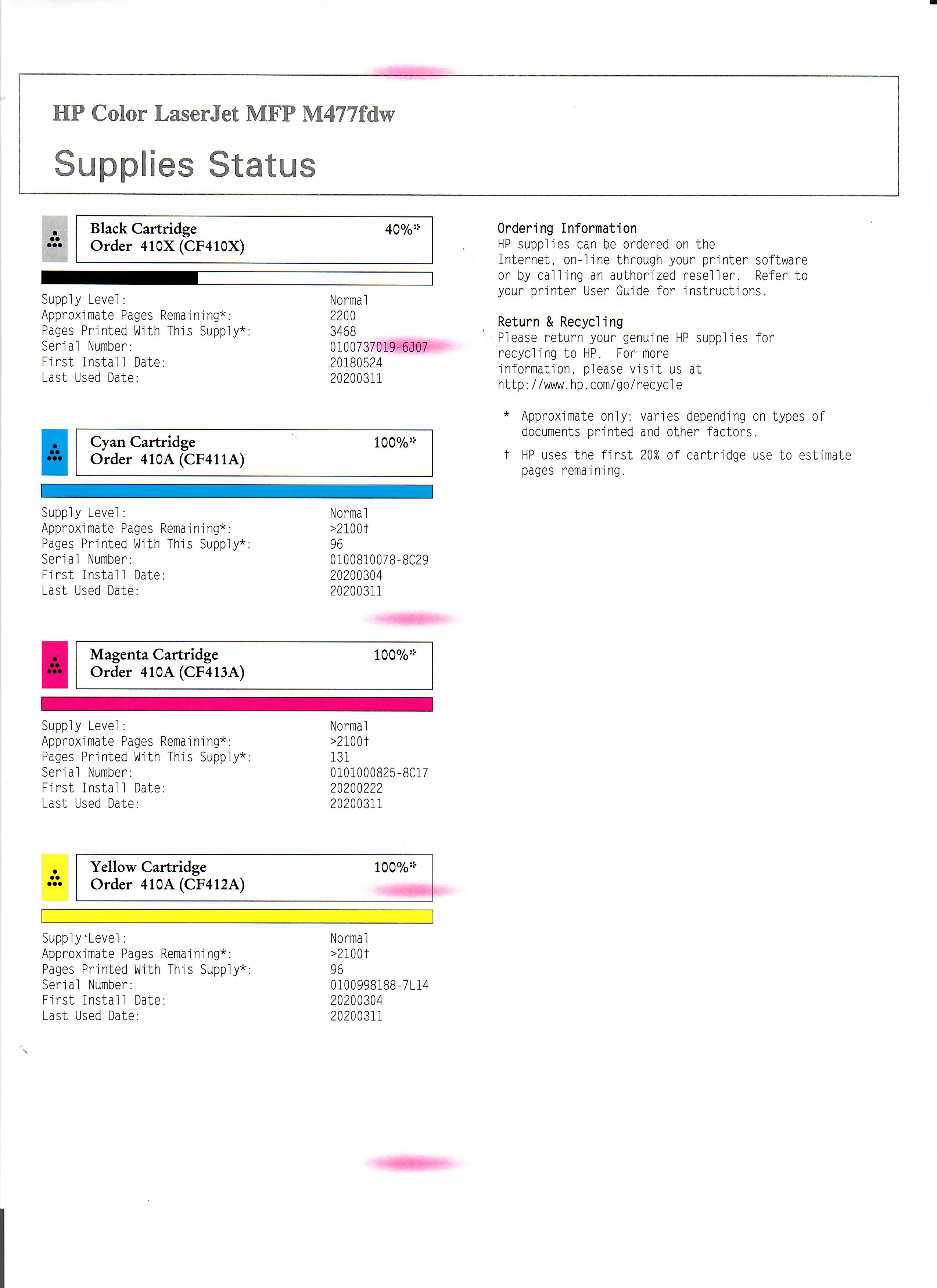 Horizontal Lines down the print page - HP Support Community - 7495926