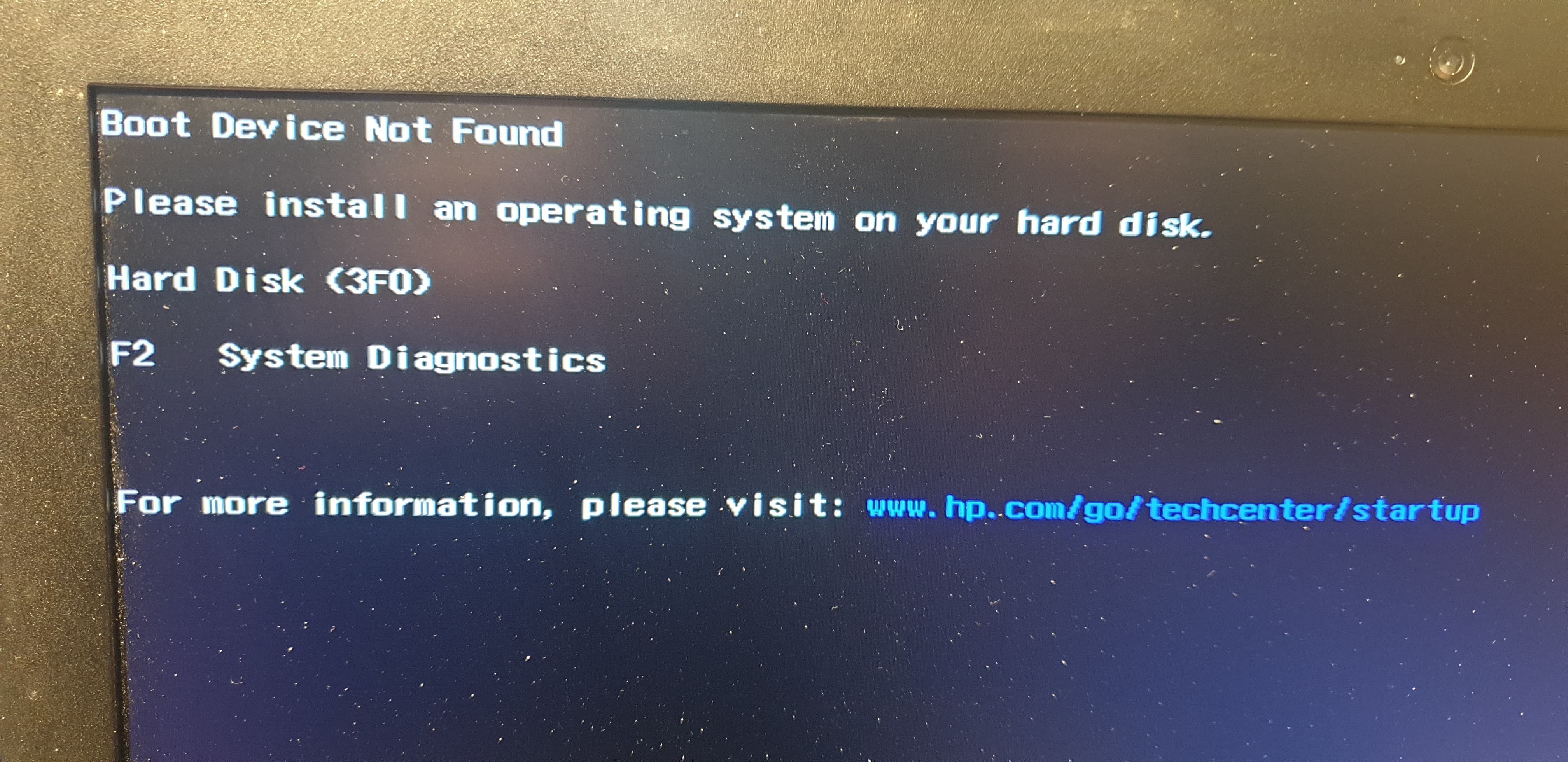 Solved: Boot Device Not Found. Hard Dism (3FO) - HP Support Community ...