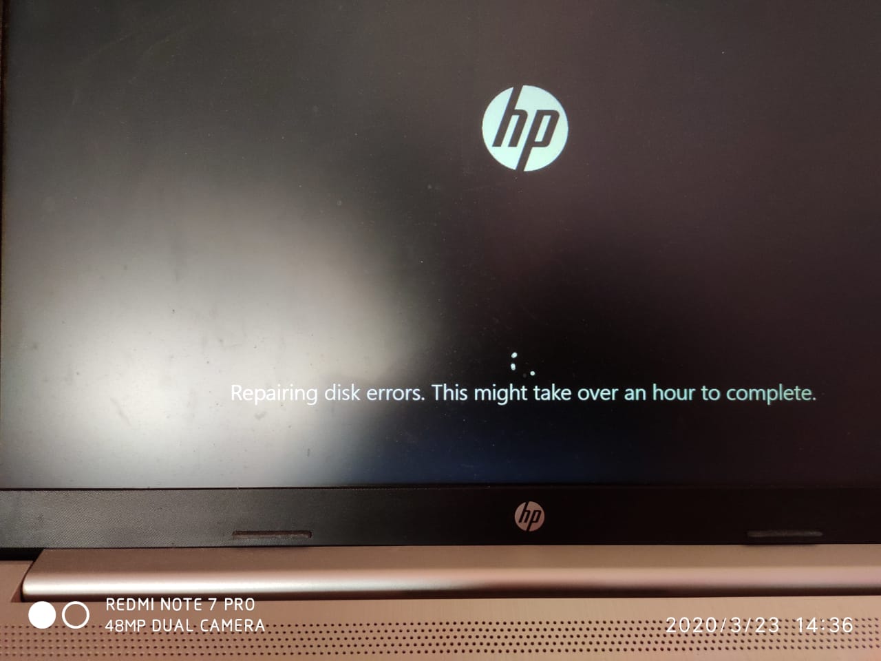 Repairing disk errors.This might take over an hour to comple... - HP ...