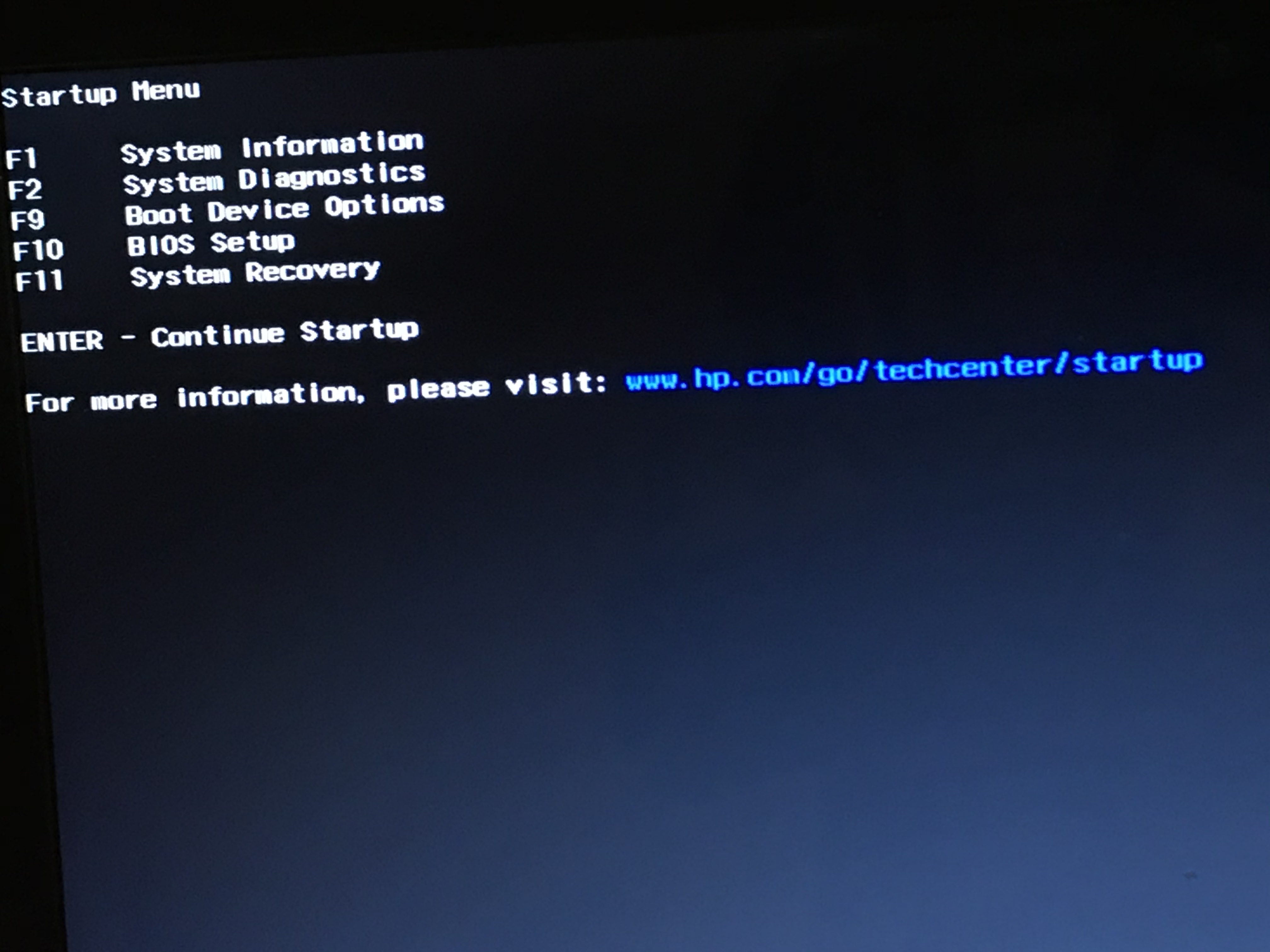 Black Screen, Startup Menu - HP Support Community - 7522963