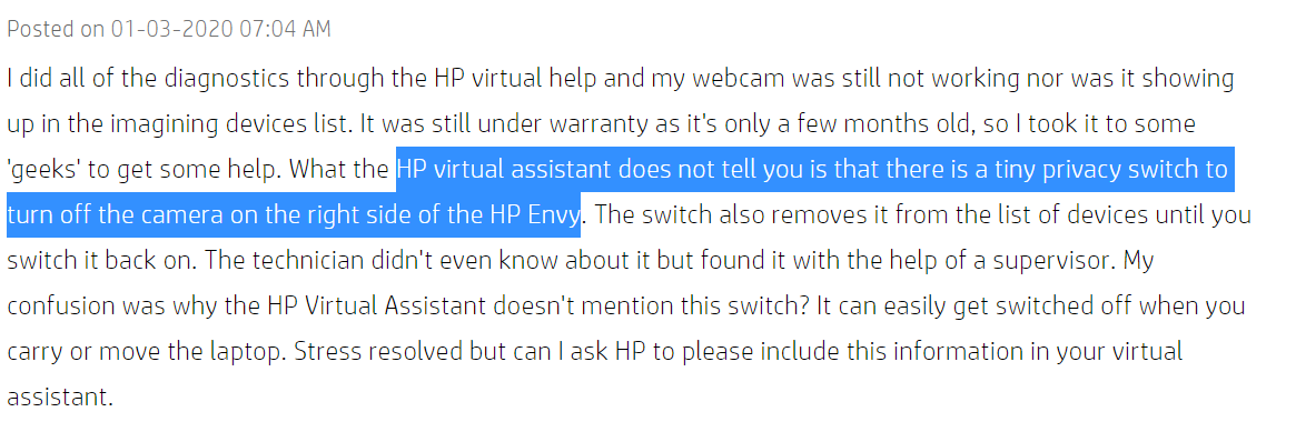 Solved: HP Envy Webcam Not Working - HP Support Community - 6896487