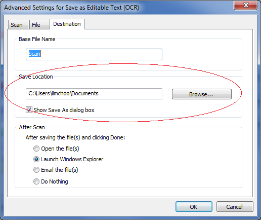 How to set your scan destination folder - HP Support Community - 1392219