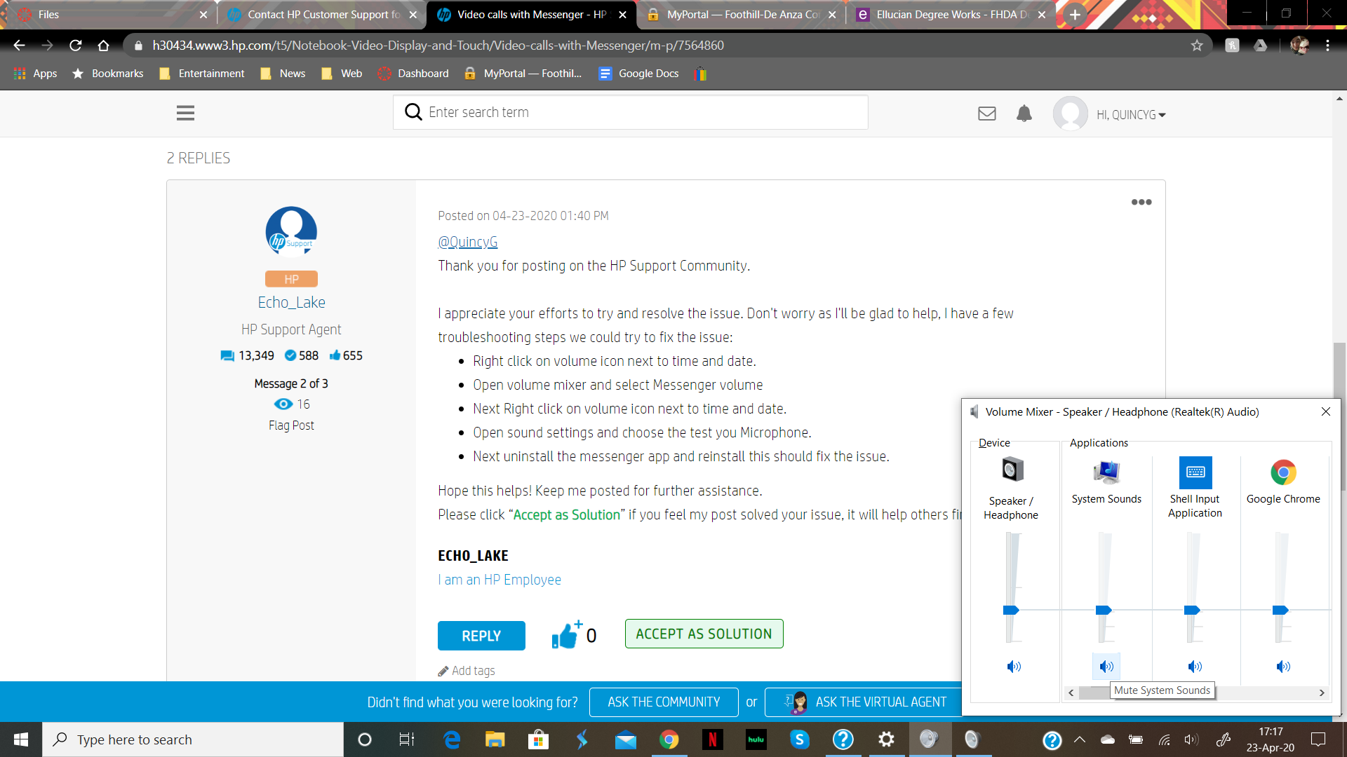 Video calls with Messenger - HP Support Community - 7564860