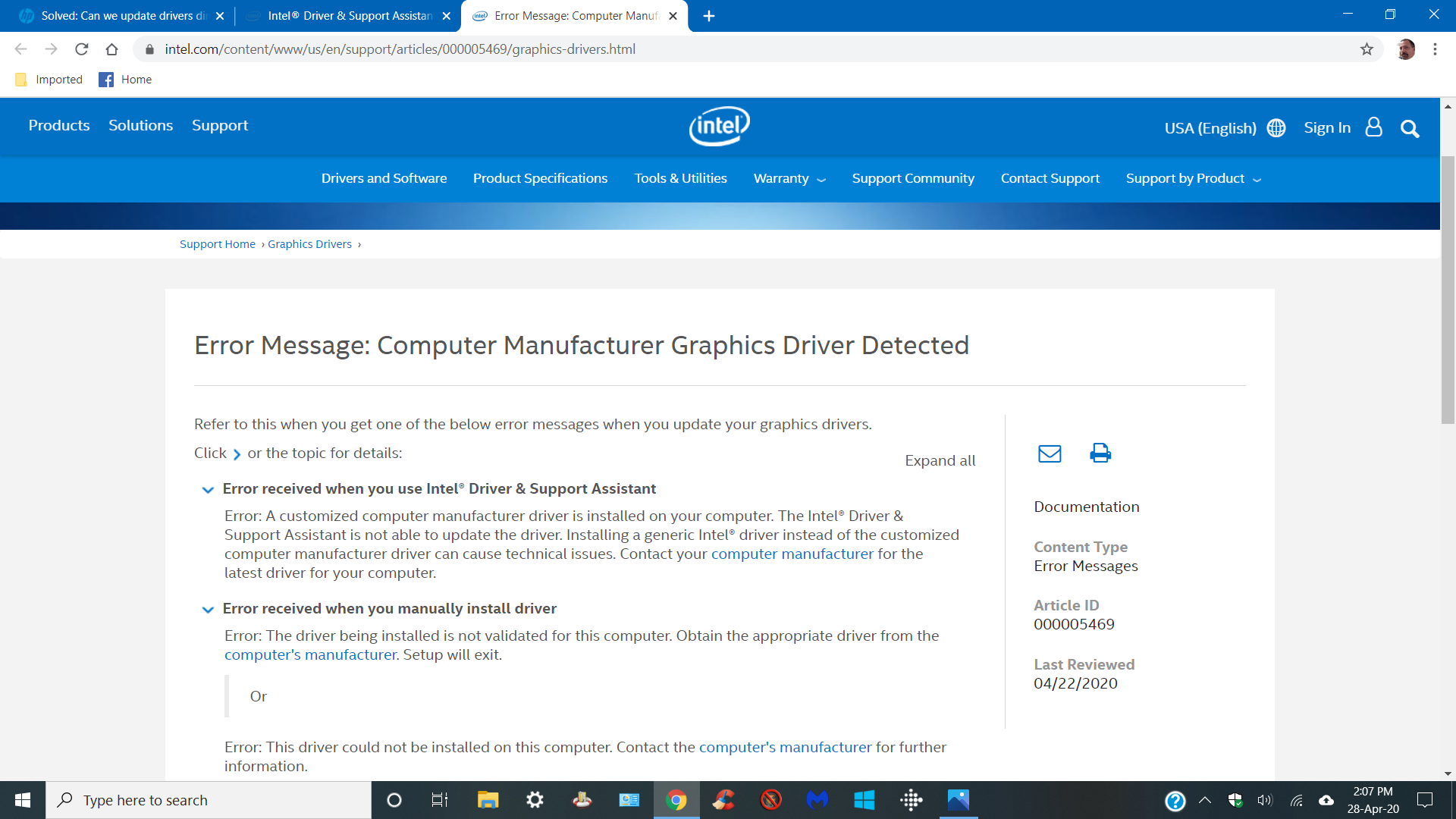Solved: Can we update drivers direct from Intel? - HP Support Community ...