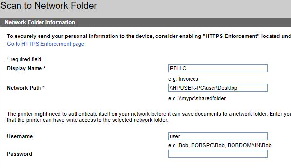 scan to network folder test always fails - HP Support Community - 7593111