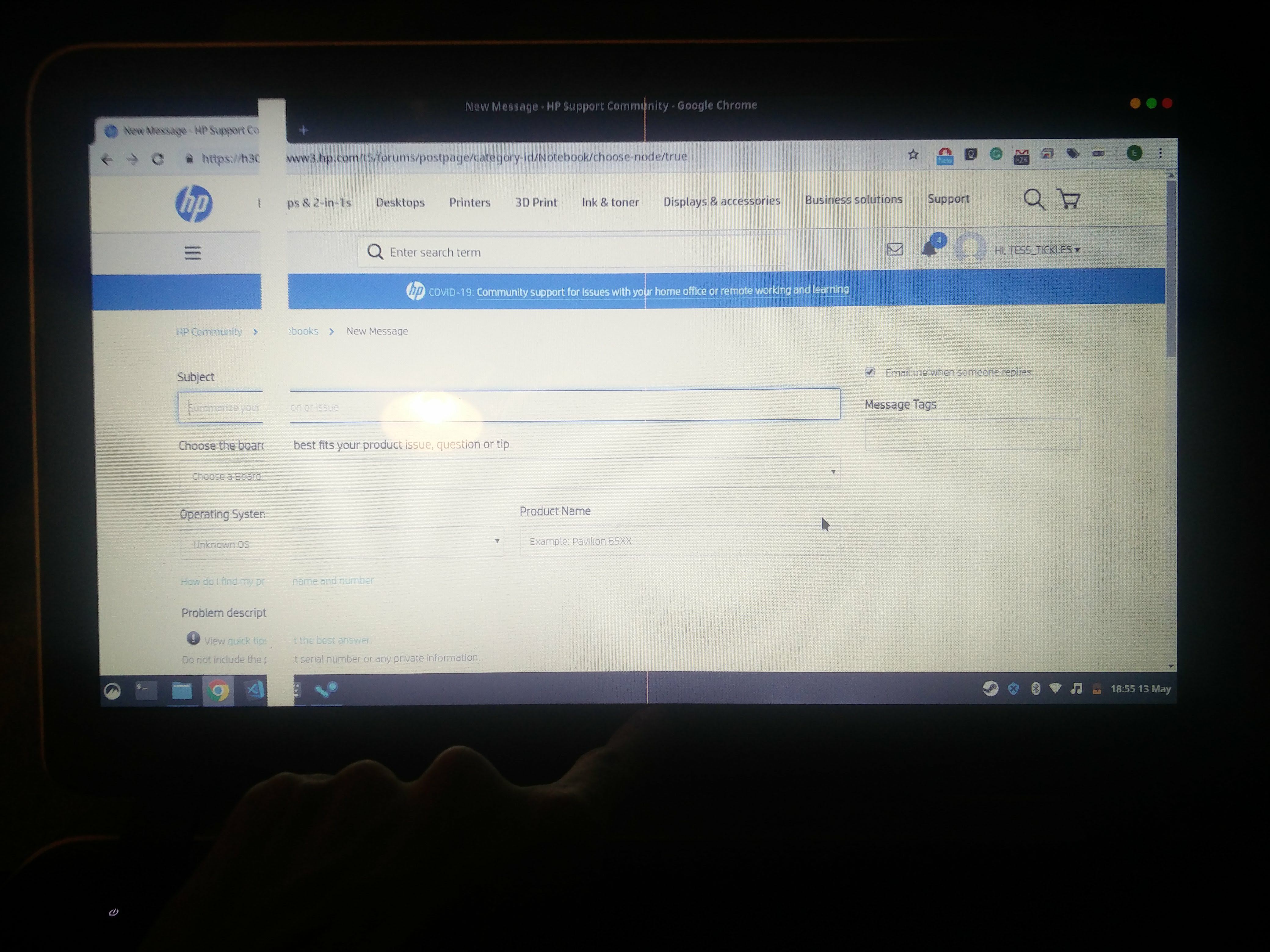 Solved: Pavilion white vertical strip on screen - HP Support Community ...
