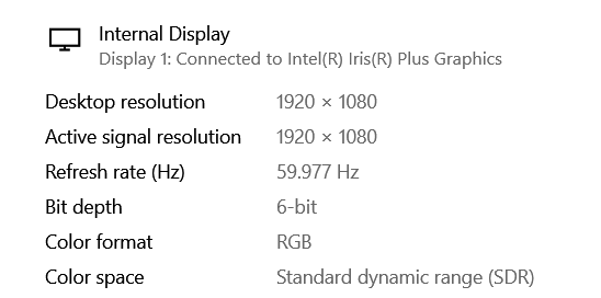 Display only shows 6-bit (Bit depth) - HP Support Community - 7646129