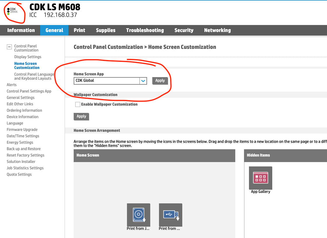 HP M608 Home Screen App - HP Support Community - 7652084