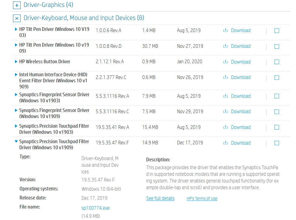 Solved Synaptics Precision Touchpad Driver Windows 10 V2004 Hp 1072