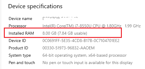 usable ram (3.89 gb) less than istalled ram (4 gb) - HP Support ...