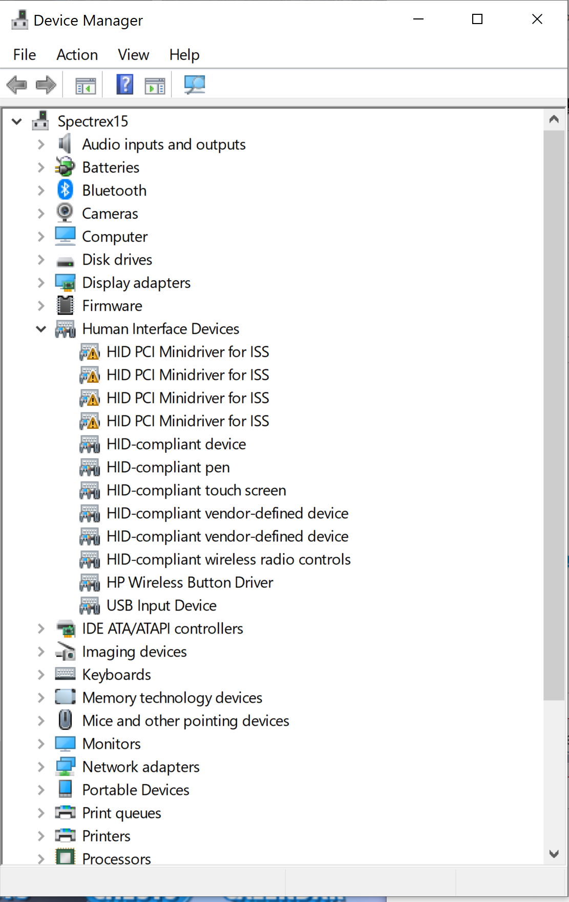 HP Spectre x360 - HID with exclamation marks. - HP Support Community ...