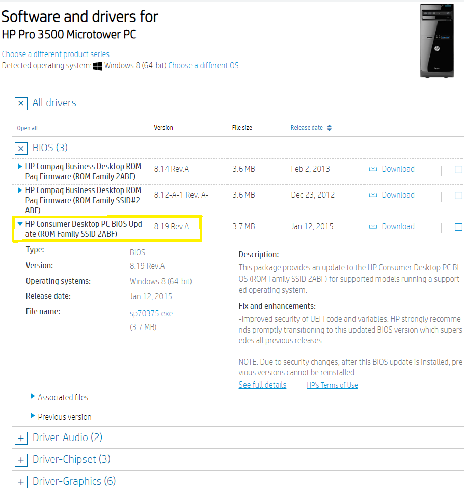 BIOS - HP Support Community - 7695550