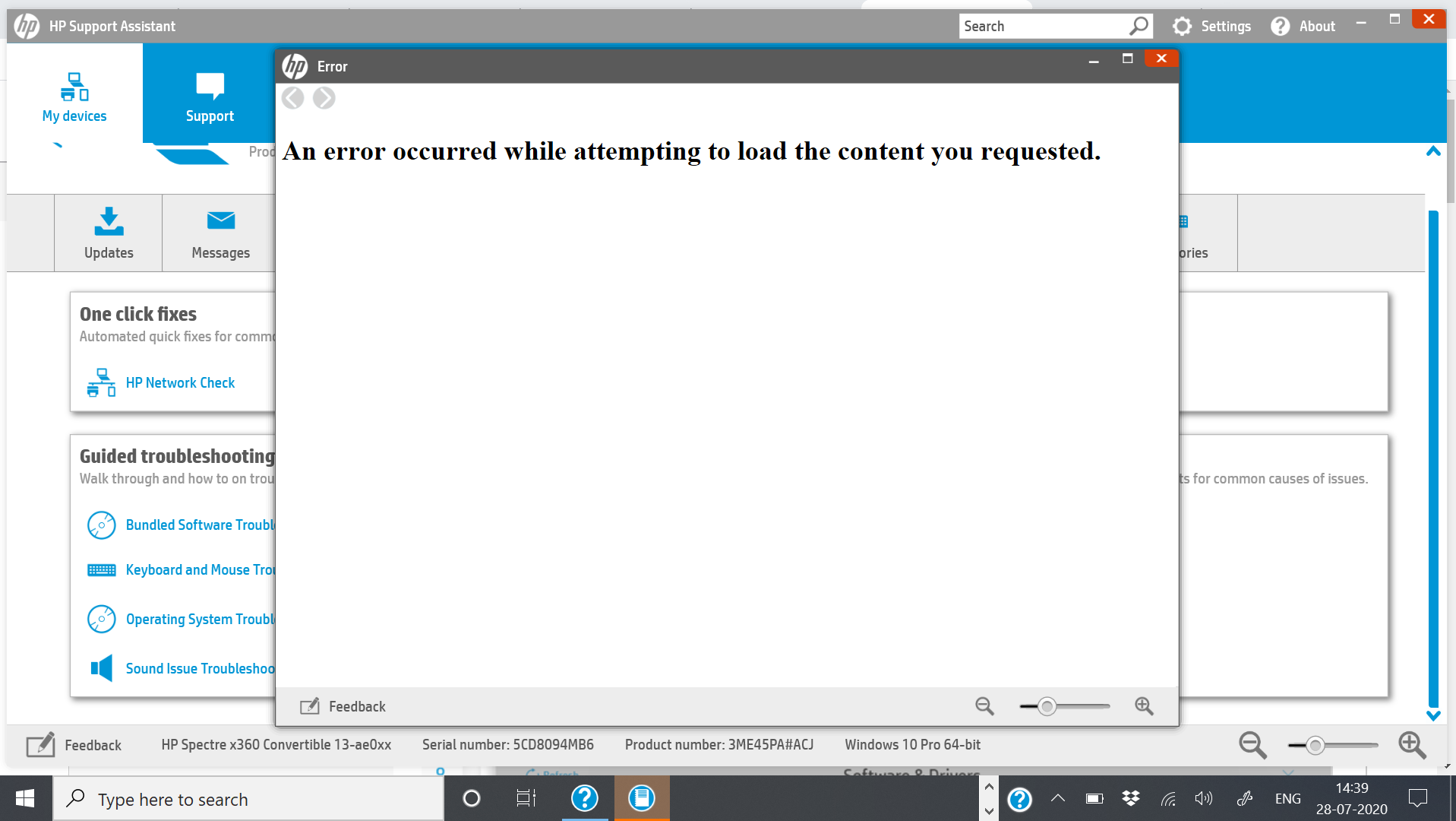 HP Support Assistant ERROR - HP Support Community - 7706975