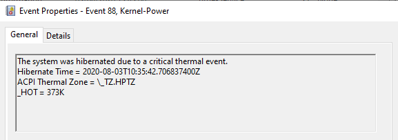 The system was hibernated due to a critical thermal event. H... - HP ...