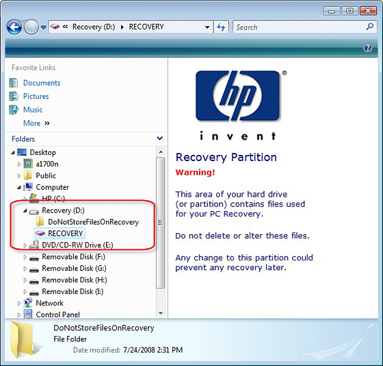 Create a recovery partion drive in laptop - HP Support Community - 7714408