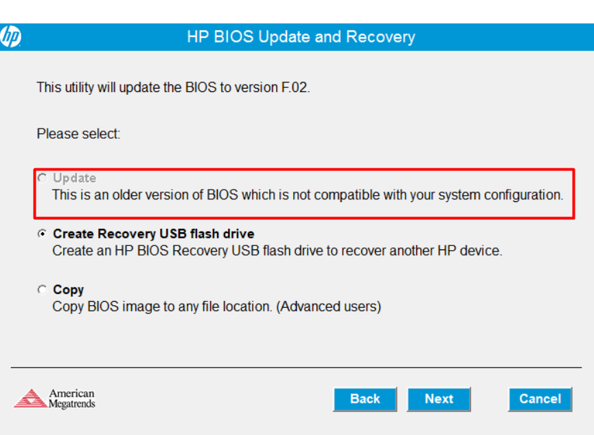 Failed to update the BIOS - HP Support Community - 7721280