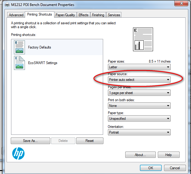 I need to print letter and legal size pages automatically fr... - HP ...