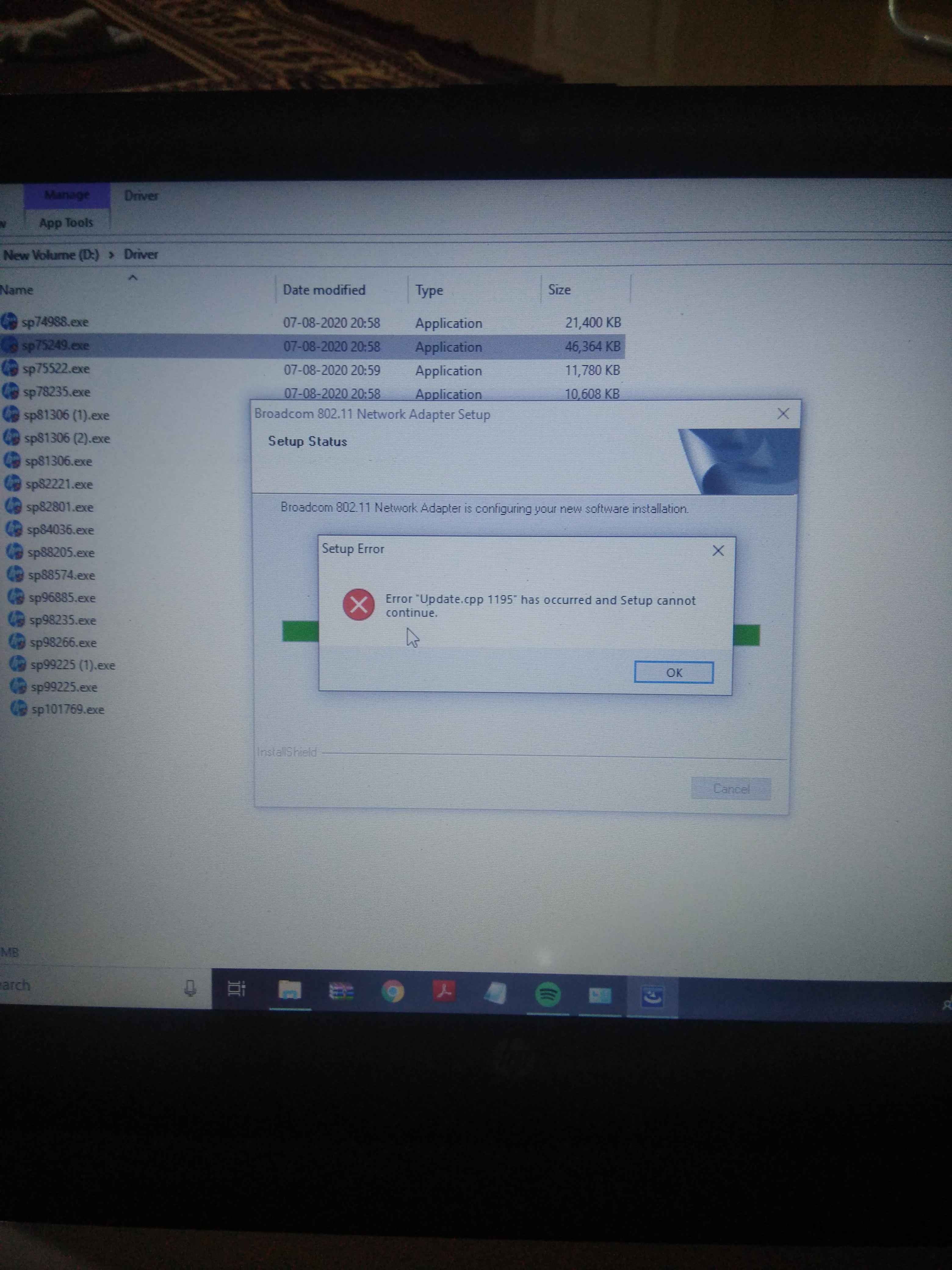 Broadcom 802.11 network adapter installation error is occure... - HP ...