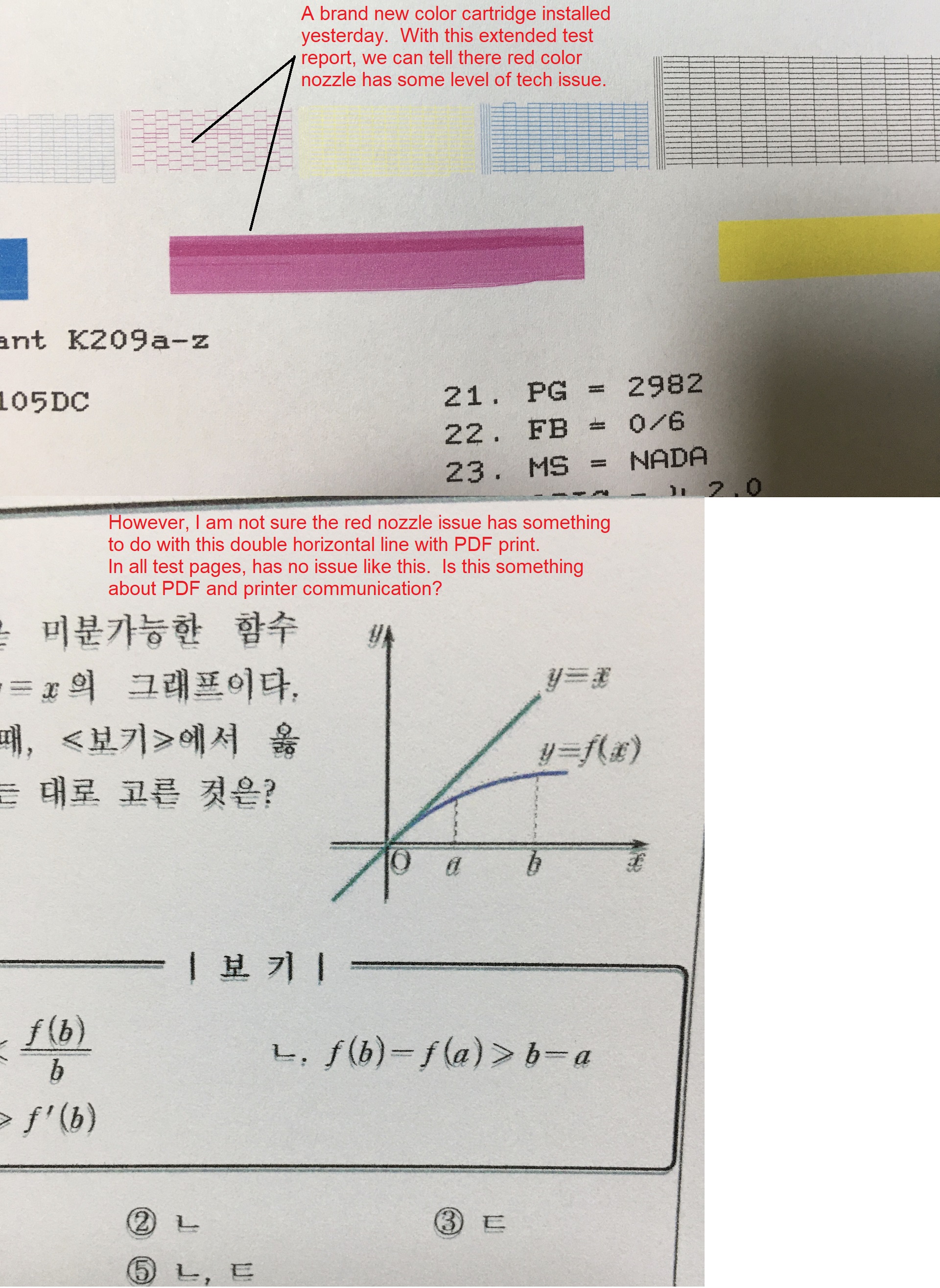 k209a double horizontal lines when PDF document print - HP Support ...