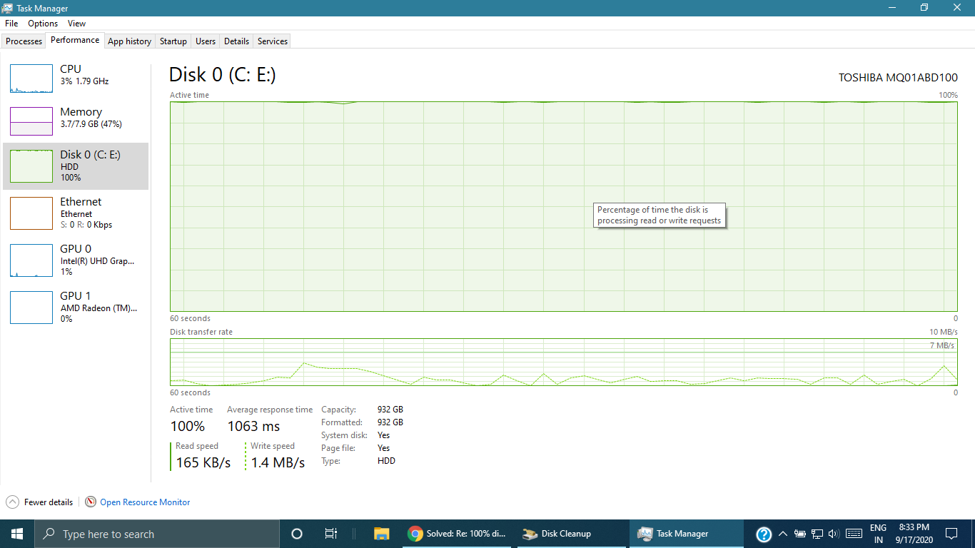 100 percent disk usage - HP Support Community - 7781883
