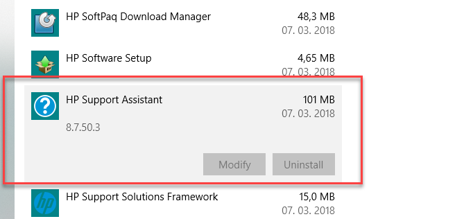 Uninstall HP Support Assistance - HP Support Community - 7793696