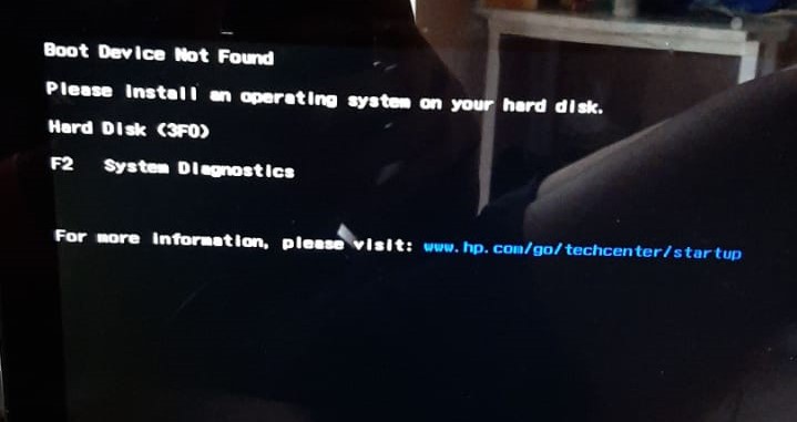 boot device not found - HP Support Community - 7803470