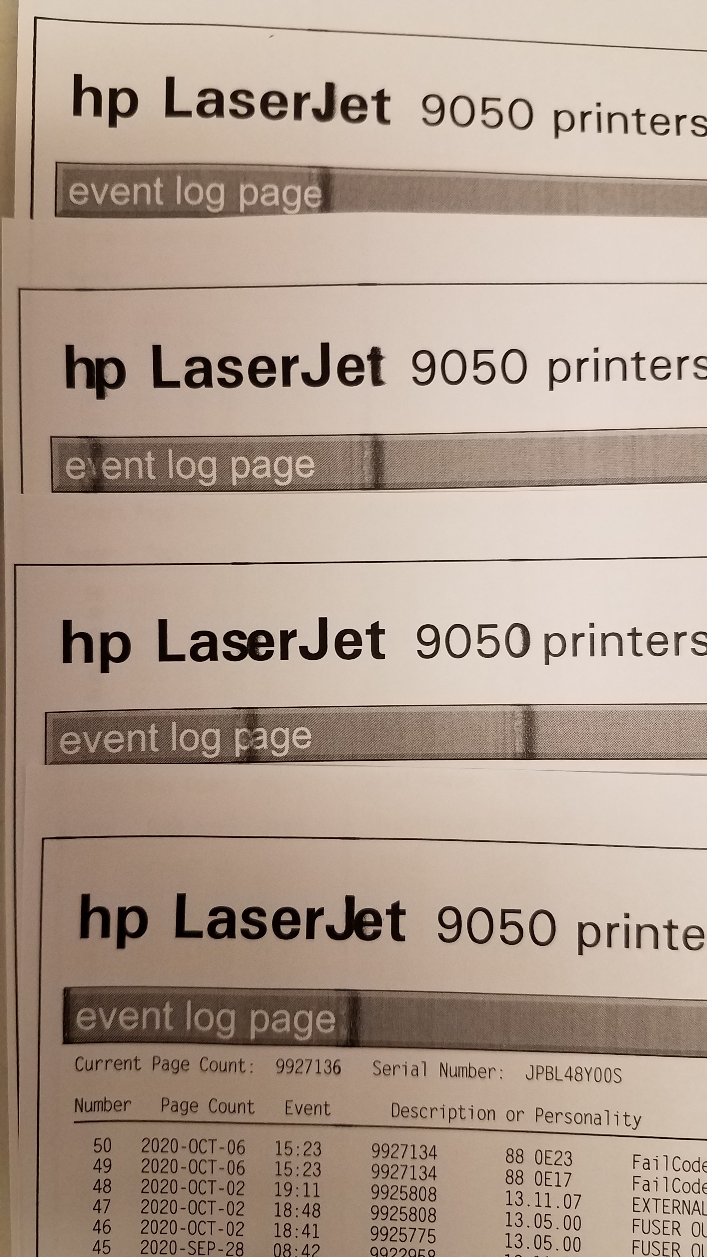 HP Laserjet 9050 repeated blurred lines. Replaced fuser, to... - HP ...