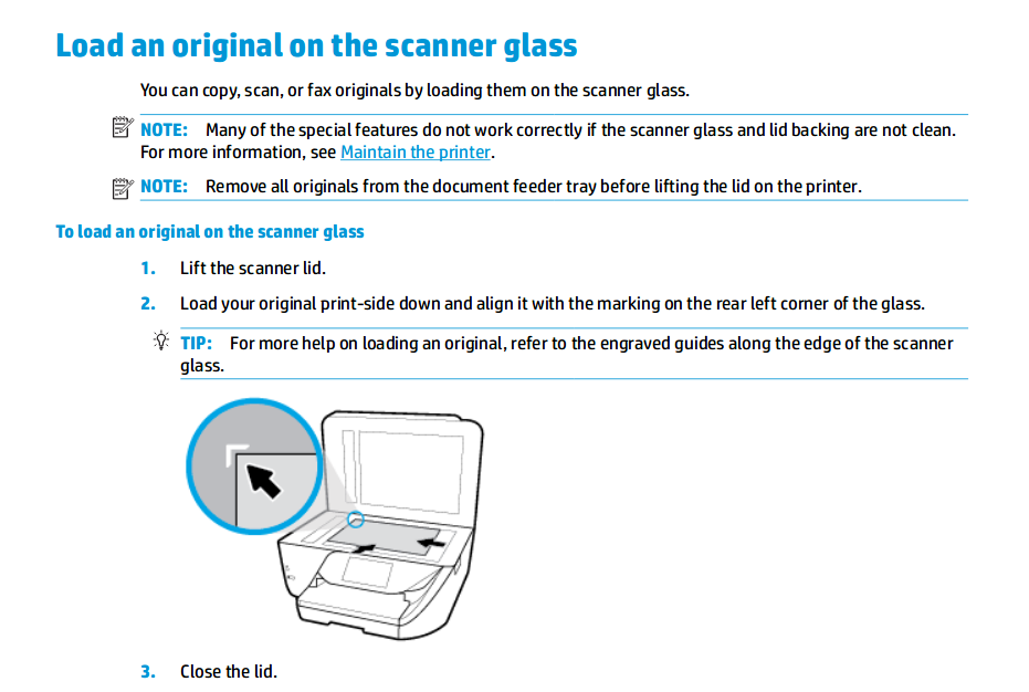 Solved: Placing an original on scanner glass - HP Support Community ...