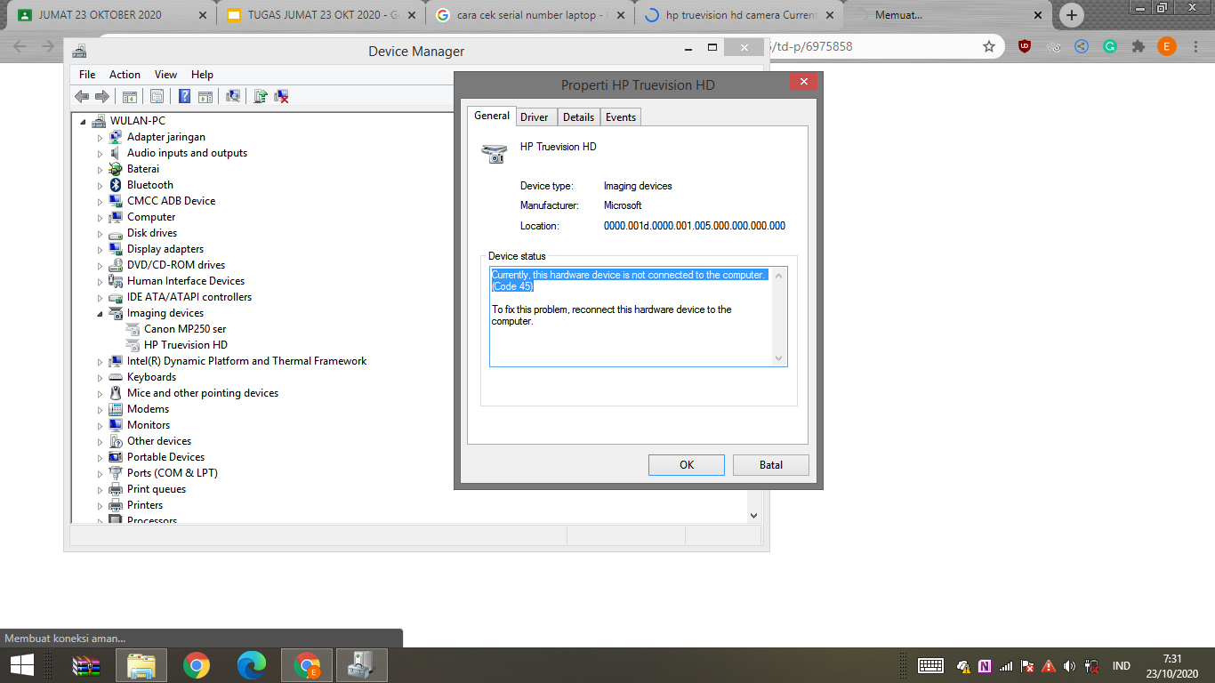 HP TrueVision HD Camera Not Connected - HP Support Community - 7823885
