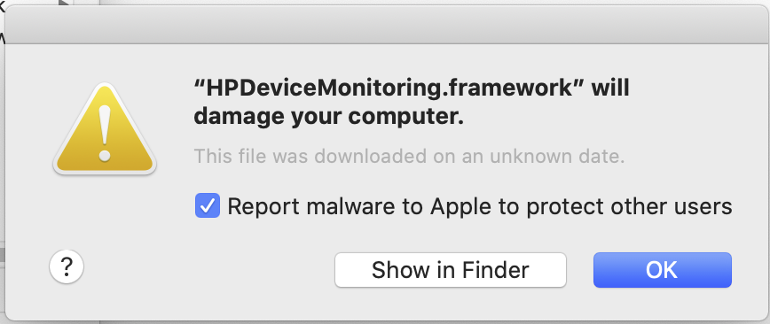 HP printer drivers are treated as malware by macOS 10.15.7 a... - HP ...