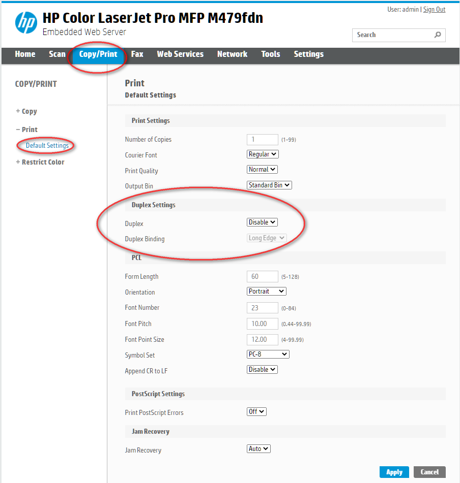 Solved: Single sided printing on HP Color LaserJet Pro M478f-9f? - HP ...