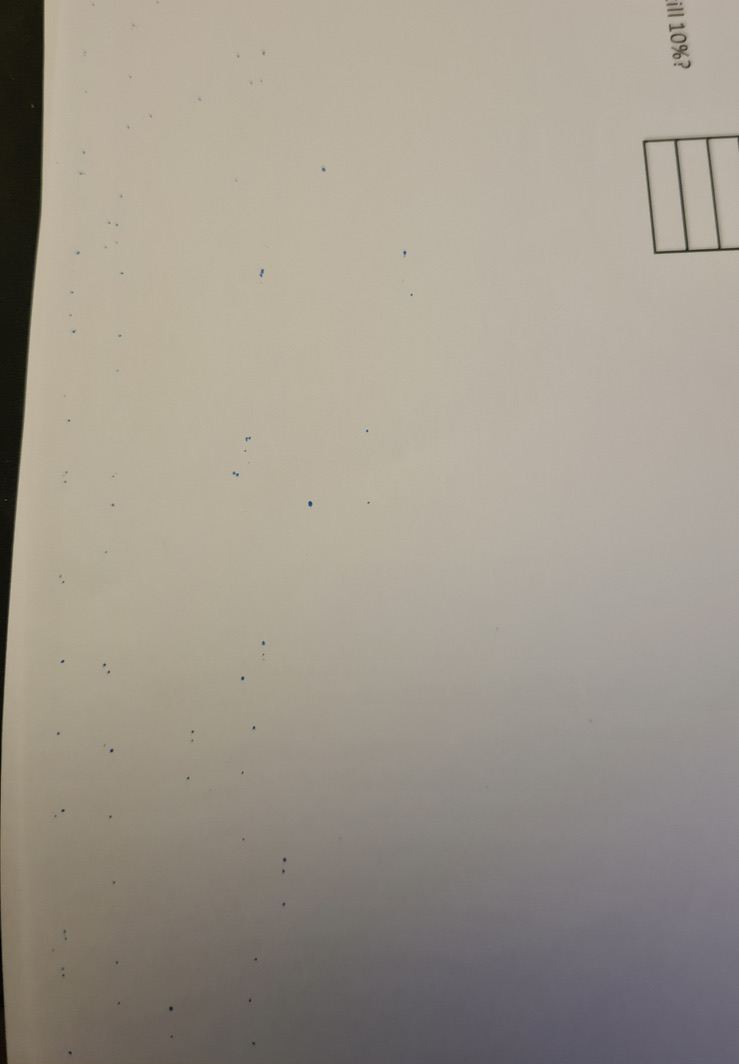 Blue ink spots on pages with black text - HP Support Community - 7891533