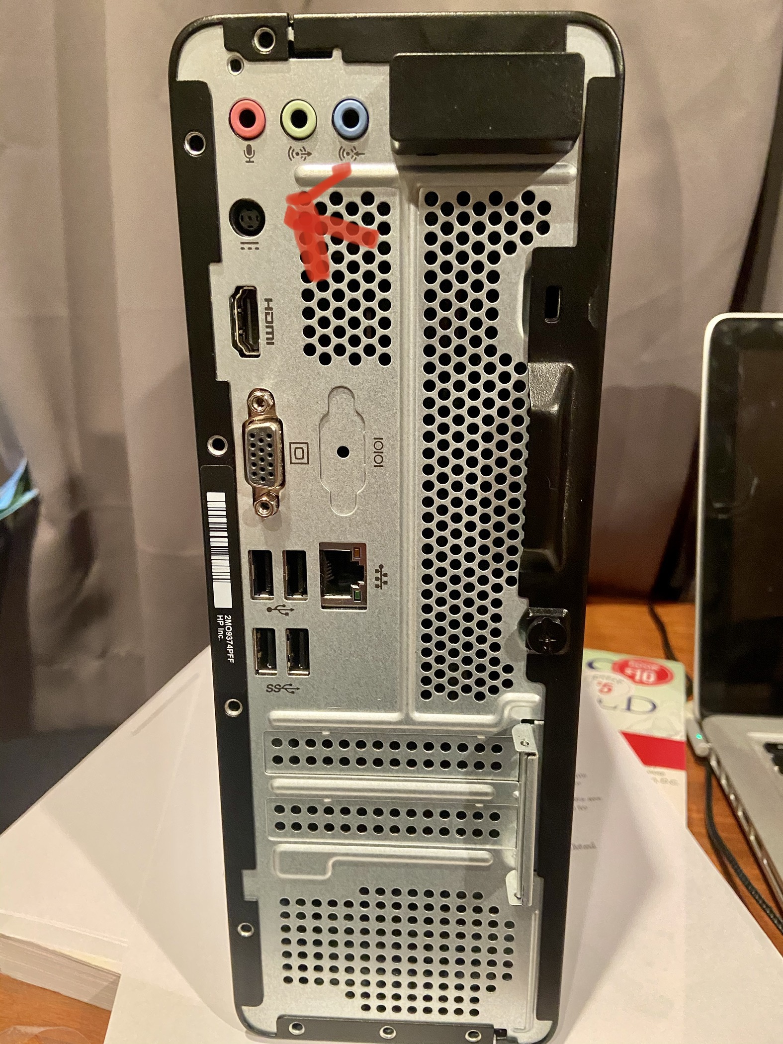 For some reason there is no power port in the back of the de... - HP ...