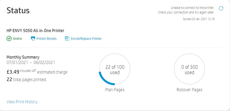 Solved: Instant Ink will not connect to printer after factory reset ...