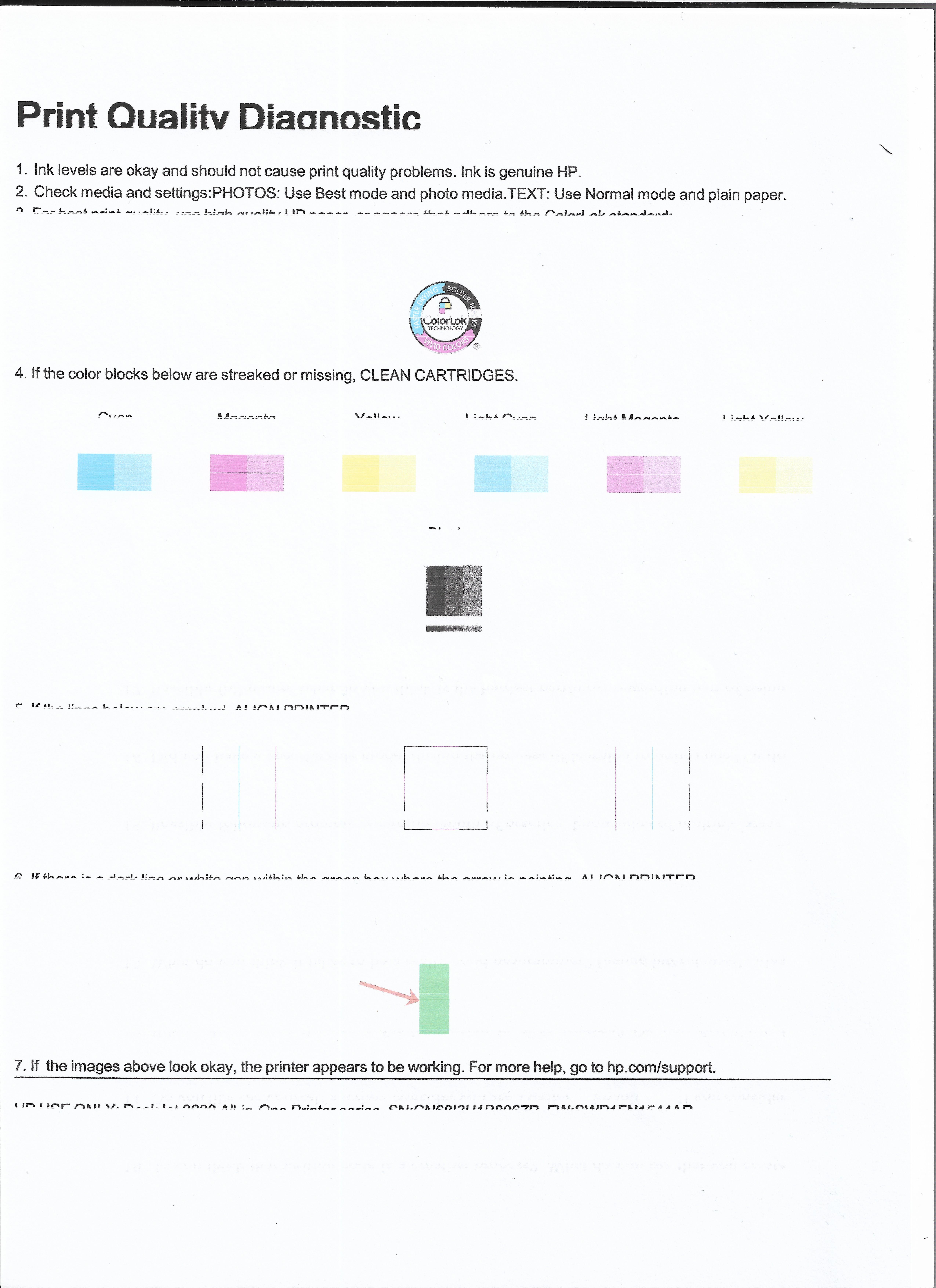 HP 3630 Prints text with white lines through [SOLVED] - HP Support ...