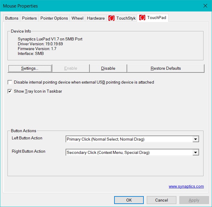 Synaptics TouchPad Settings Missing, No Option for One Finge... - HP Support Community - 7964427