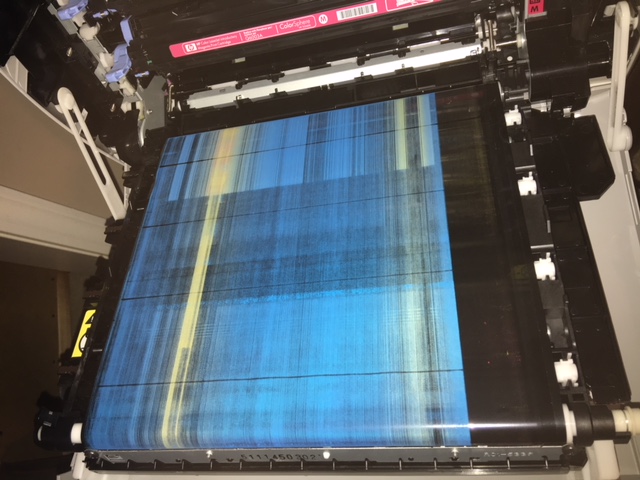 Blue streaks on entire page of color laserjet 1600 print - HP Support ...