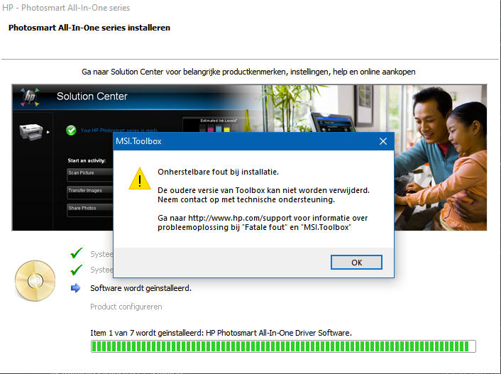Installation Software on HP Photosmart C4380 failed - HP Support ...