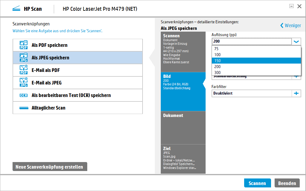 HP Scan and HP Smart only scans with a max 300dpi with the M... - HP ...